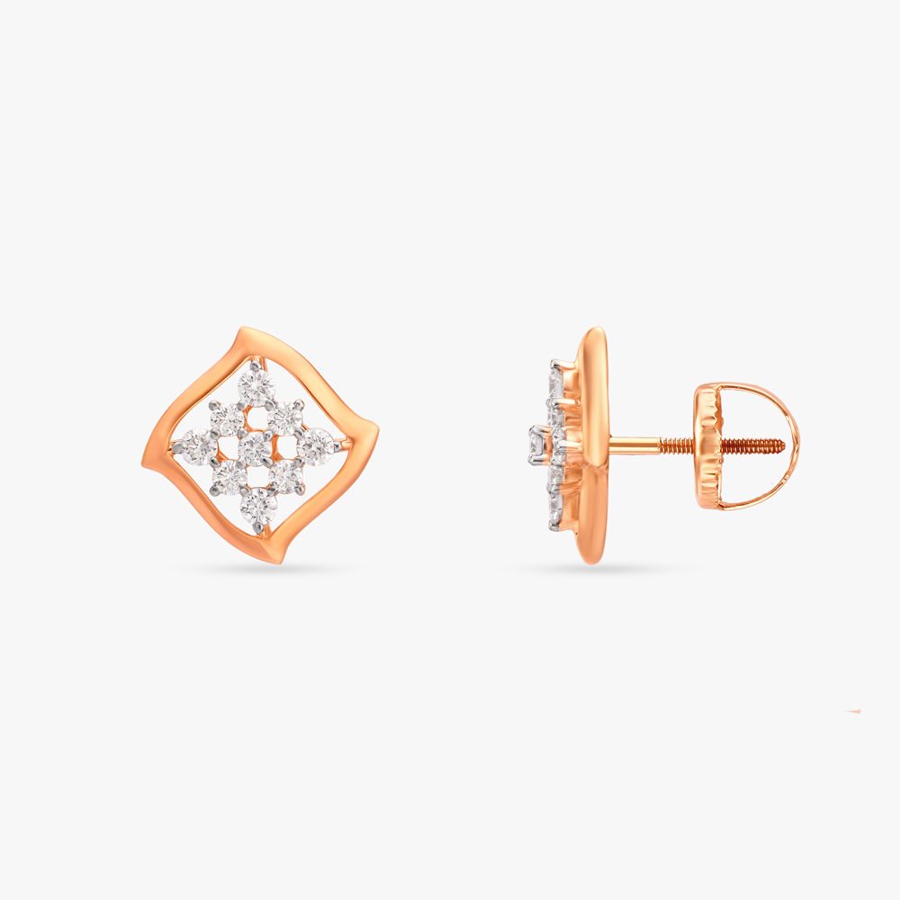 Square Diamond Stud Earrings