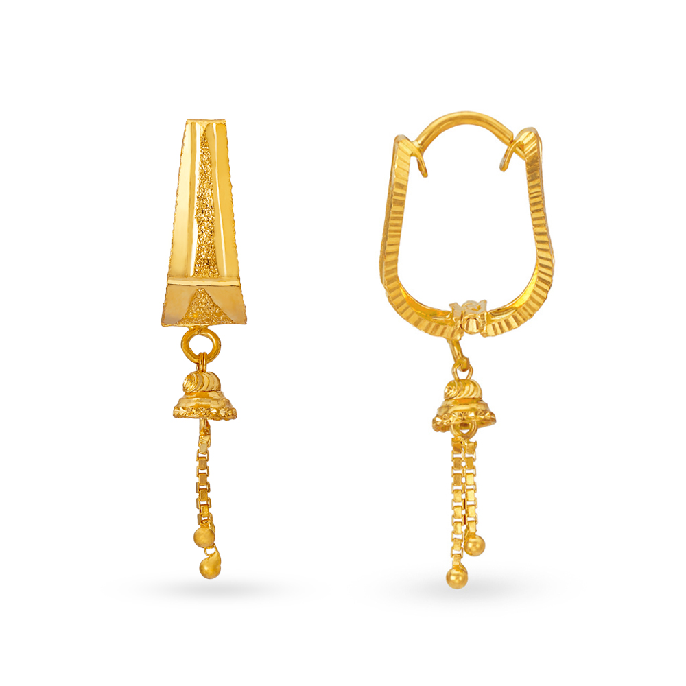 Lovely Geometric Gold Bali Drop Earrings