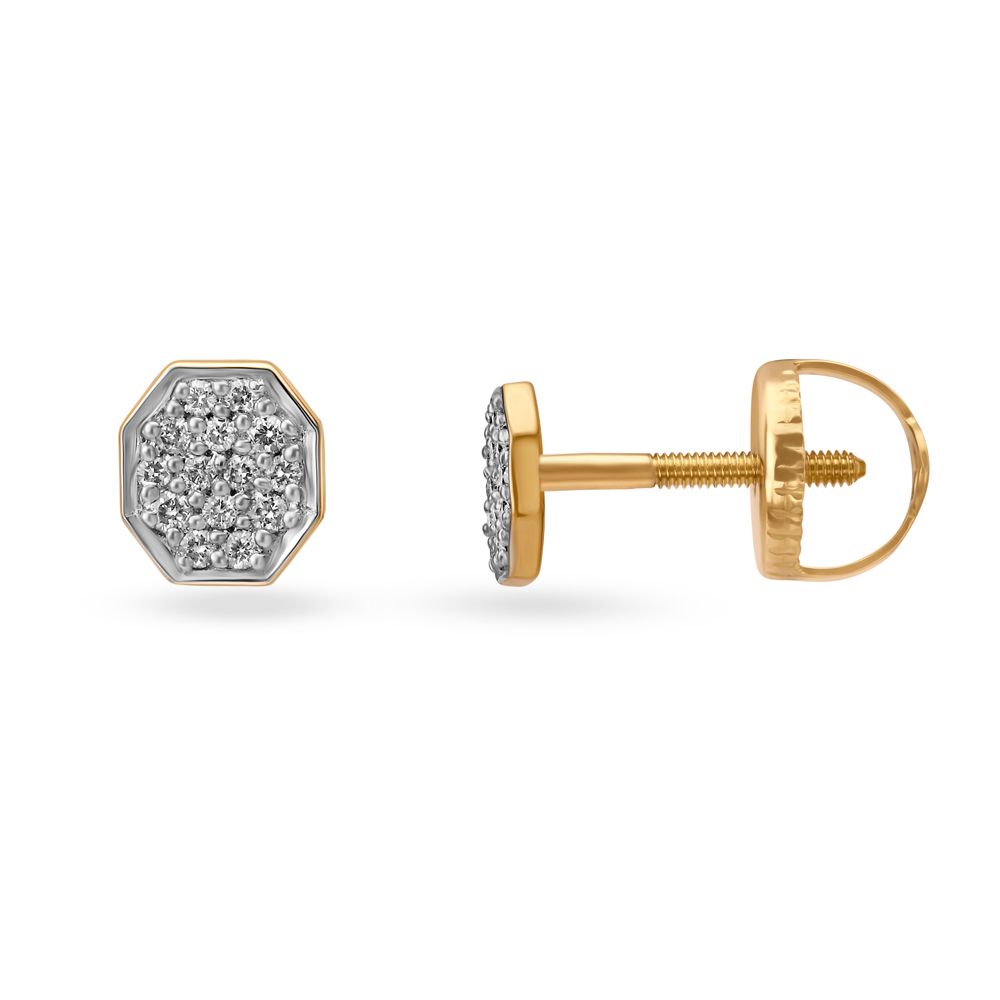 Impressive Octagon Diamond Stud Earrings