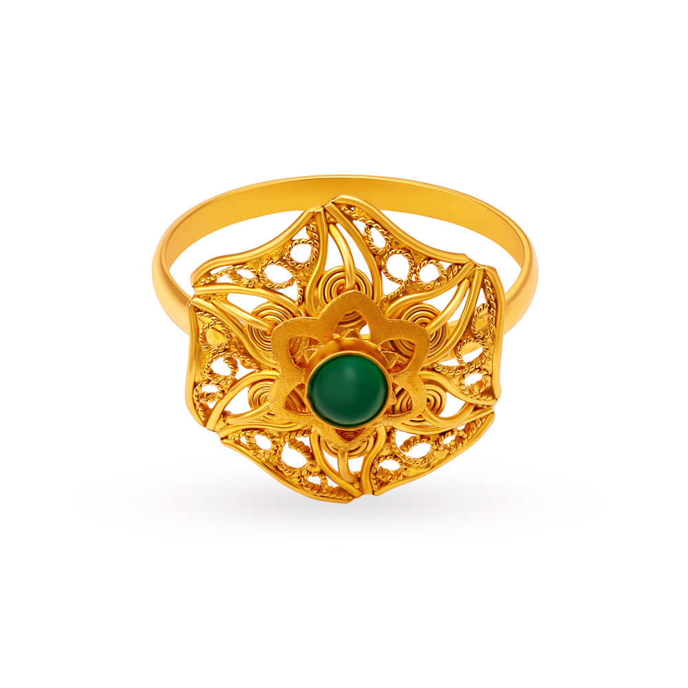 Scintillating Floral Ring with Gemstones