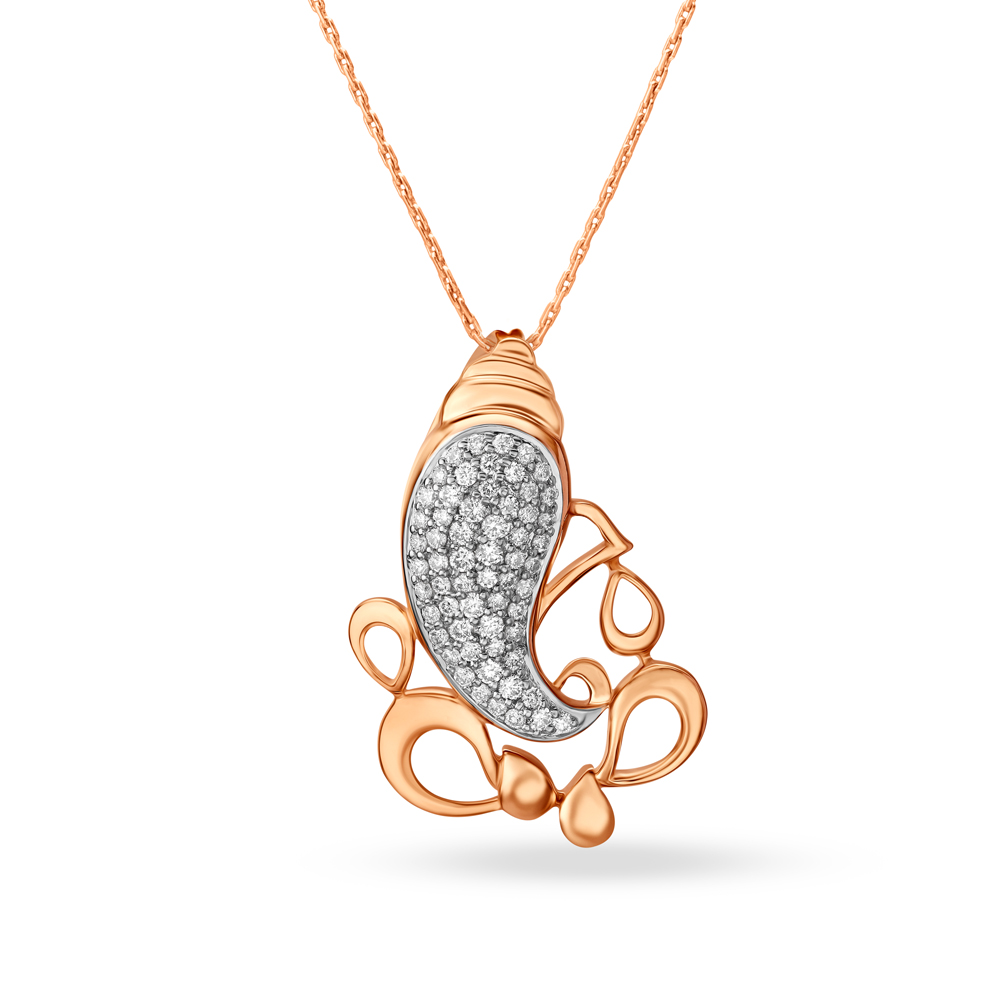 Radiant Rose Gold and Diamond Ganesha Pendant