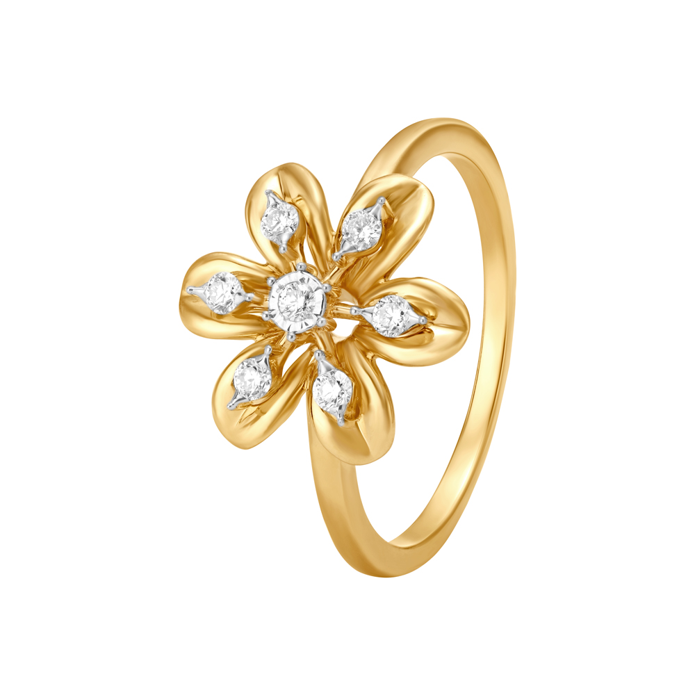 Bright Floral Rose Gold Finger Ring