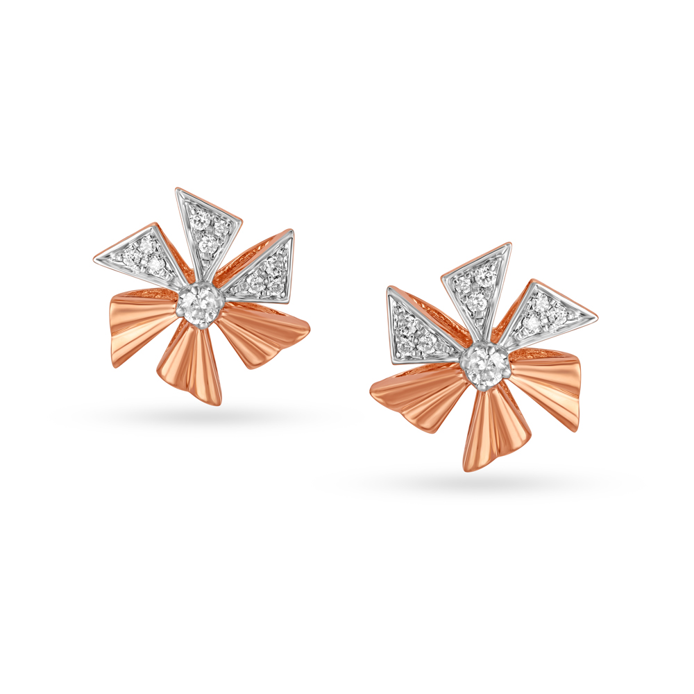 18KT Rose Gold Diamond Earrings To Treasure Her Love