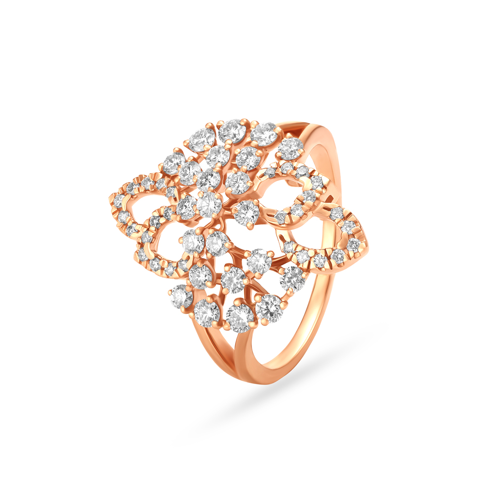 Vibrant Floral Rose Gold Finger Ring