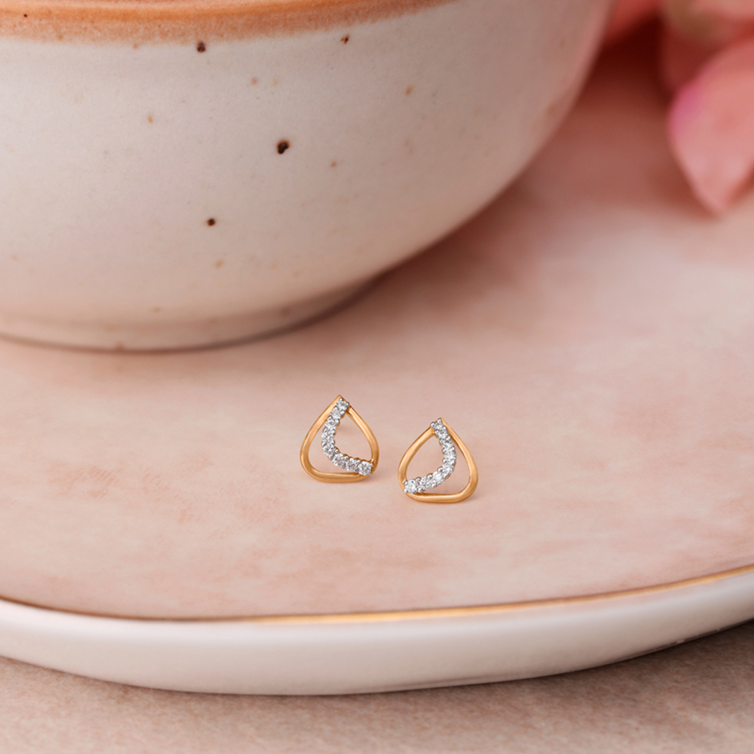 Enticing Rose Gold and Diamond Fancy Stud Earrings