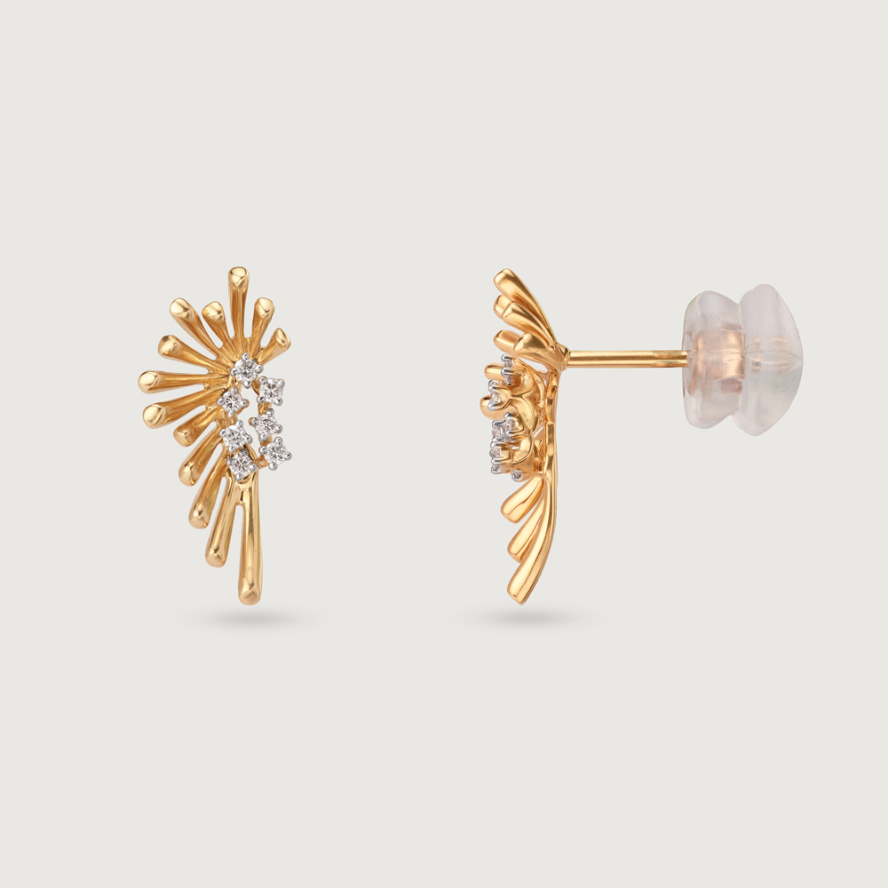 Radiant Sunburst 14KT Gold & Diamond Stud Earrings
