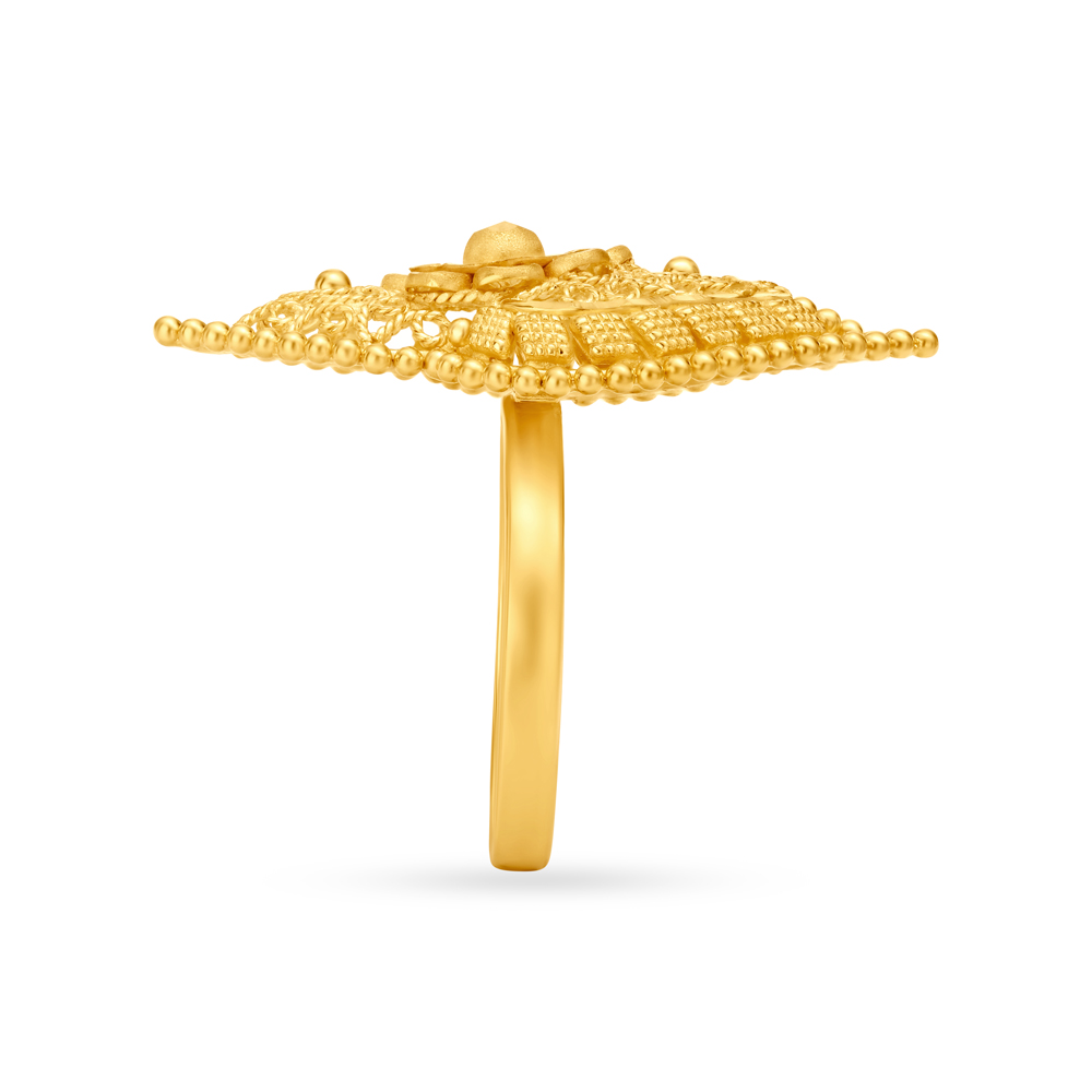 Glamorous Jaali Work Gold Finger Ring