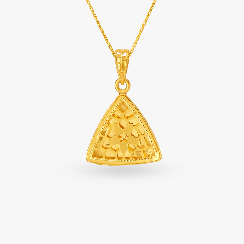 Triangular-Enamel Gold Pendant