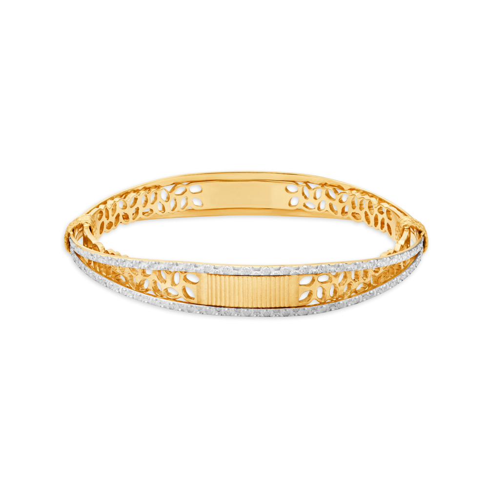 Elaborate Yellow Gold Carved Stacked Bangle