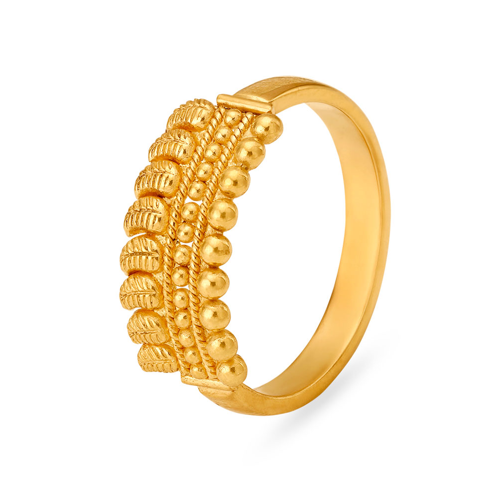 Appealing 22 Karat Yellow Gold Beaded Finger Ring