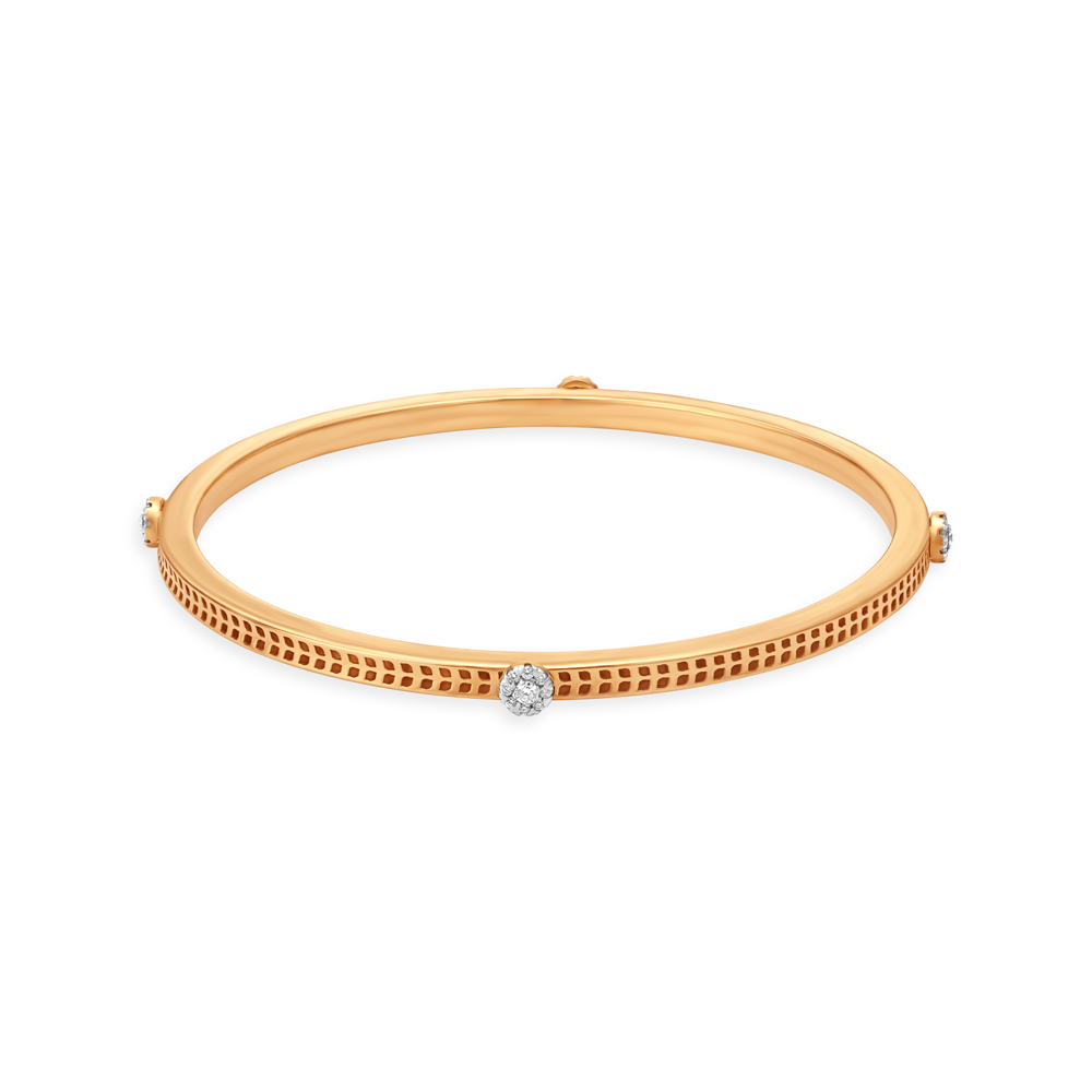 14 Karat Yellow Gold Eclectic Diamond Bangle