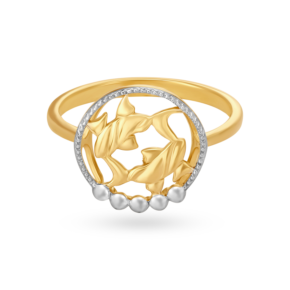 Pisces Zodiac Gold Finger Ring