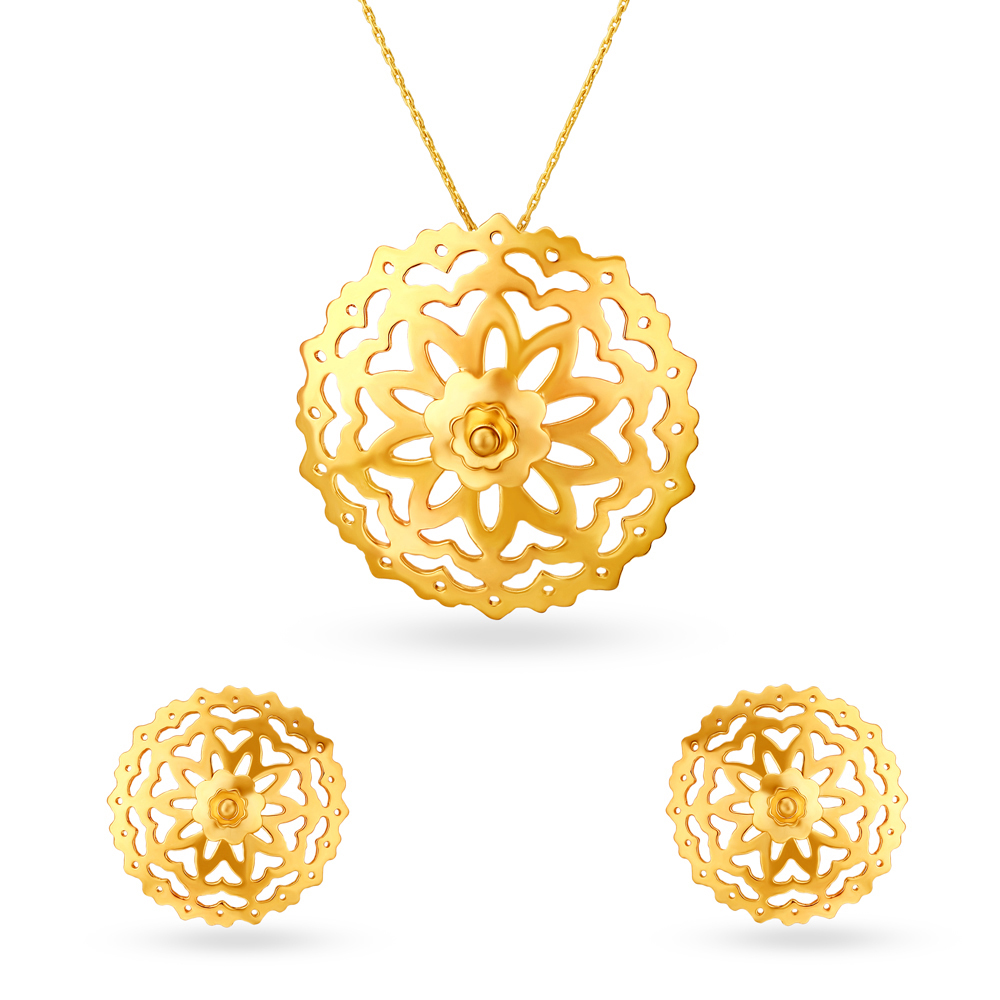 Floral Gold Pendant Set