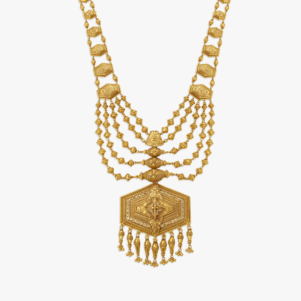 Hexagonal Layered Necklace Set with Partaj and Ras Rawa Work
