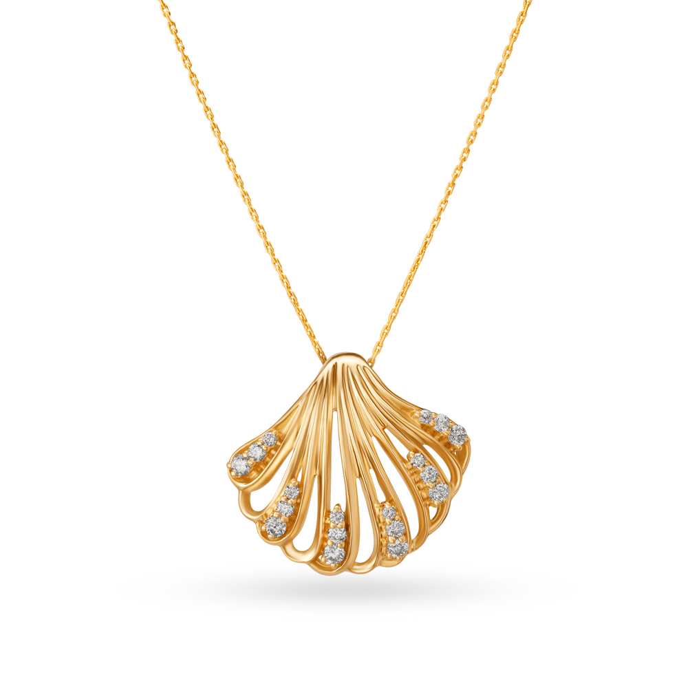 18KT Yellow Gold Elegant Shell Pendant