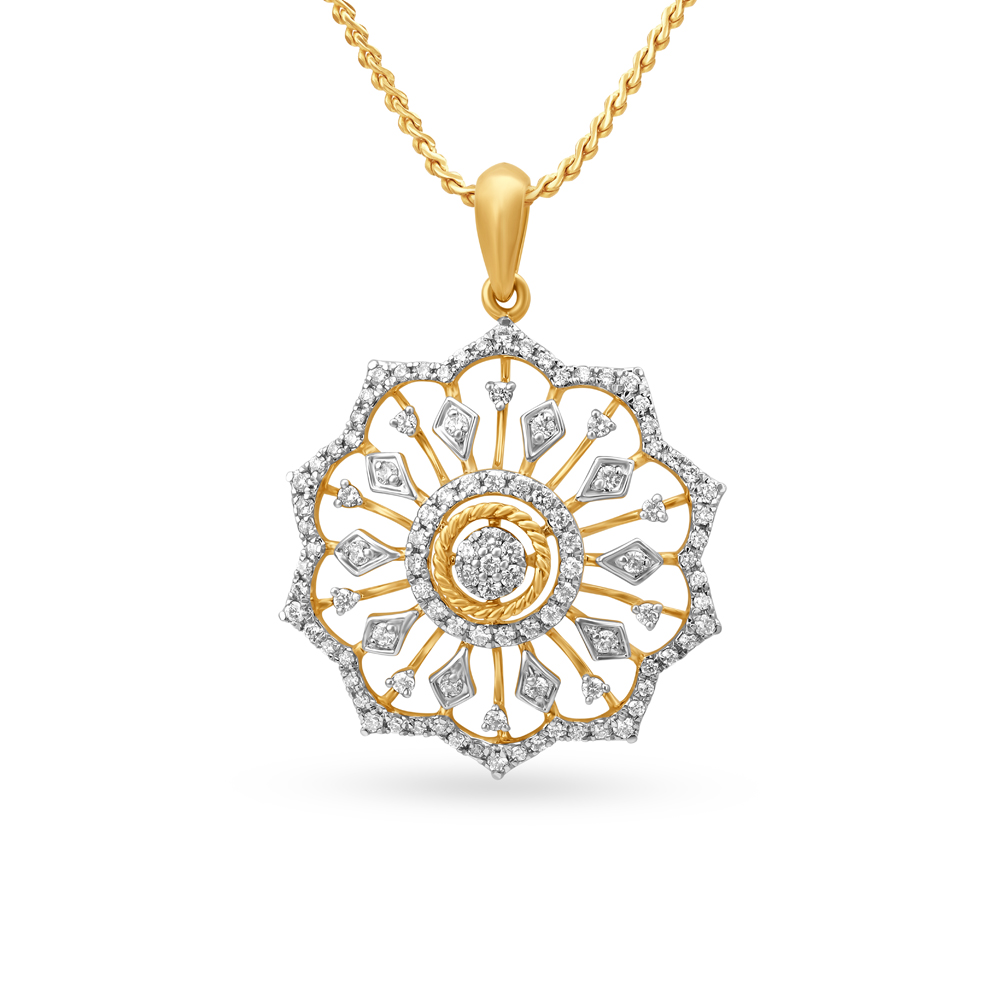 Shimmering Floral Diamond Pendant