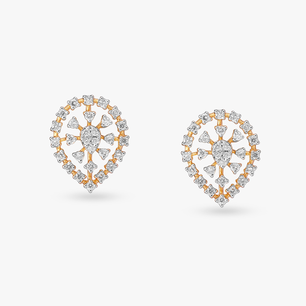 Elegant Leafy Diamond Stud Earrings