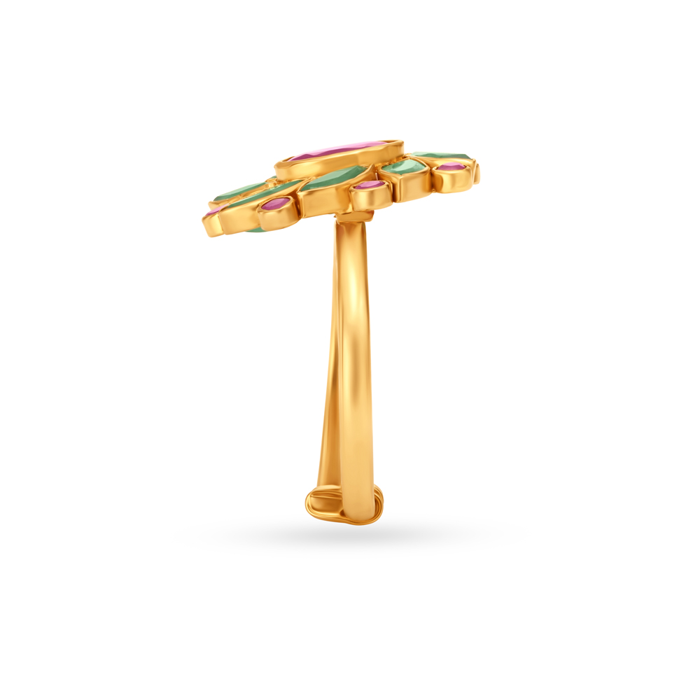 Dynamic Gem Studded Gold Ring