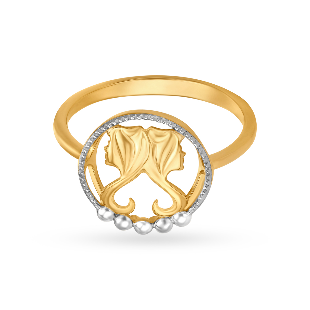Gemini Zodiac Gold Finger Ring