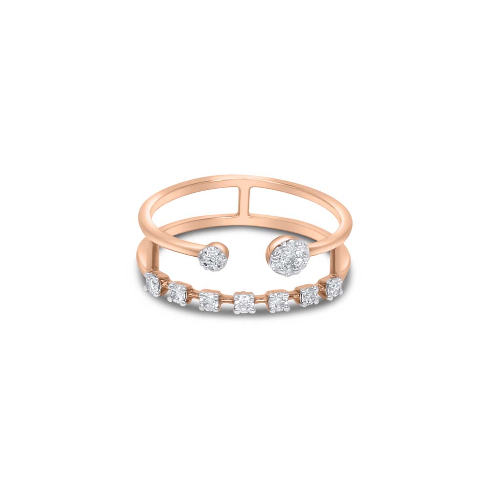 14 KT Rose Gold Dazzling Diamond Double Band Ring