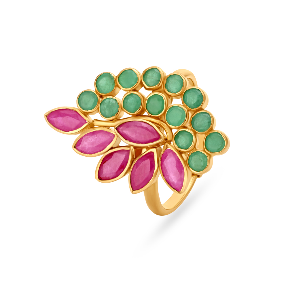 Radiant Gem Studded Gold Ring