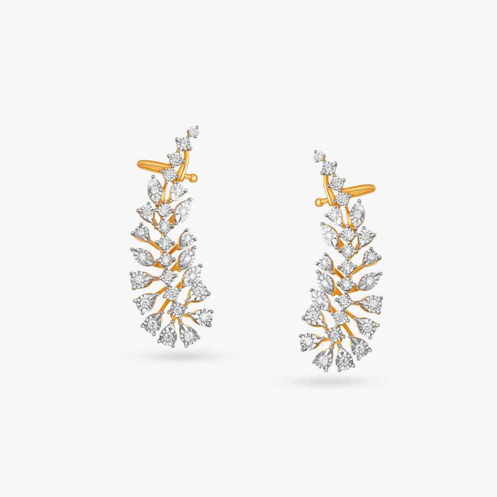 Leafy Diamond Stud Earrings