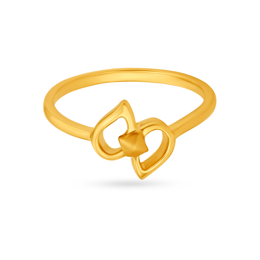 Connected Leaf Gold Finger Ring
