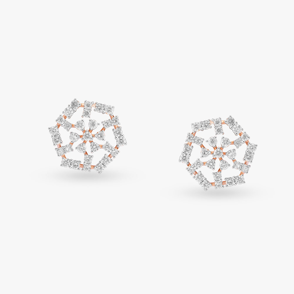 Elegant Snowflake Diamond Stud Earrings