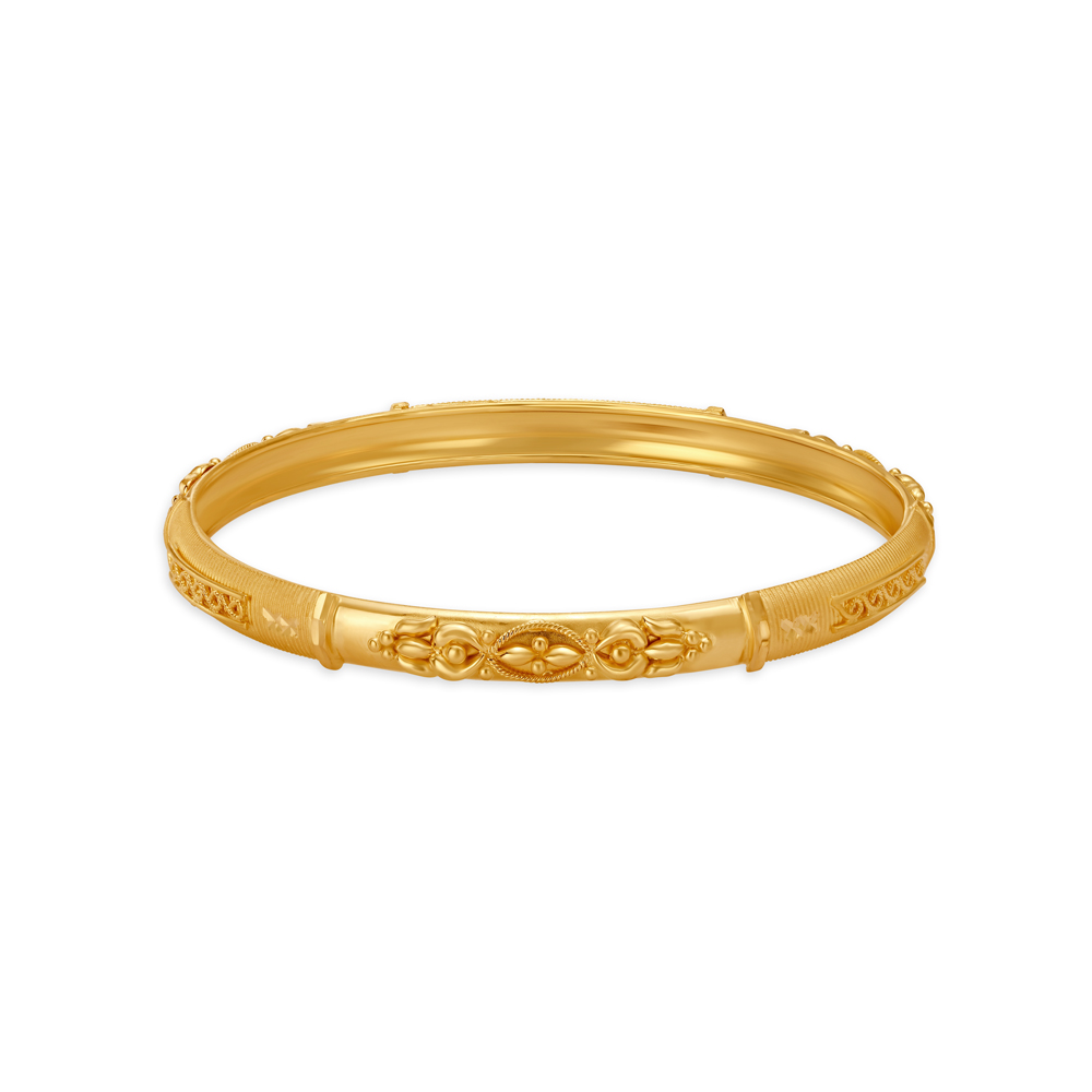 Carved Bead Work Gold Bangle