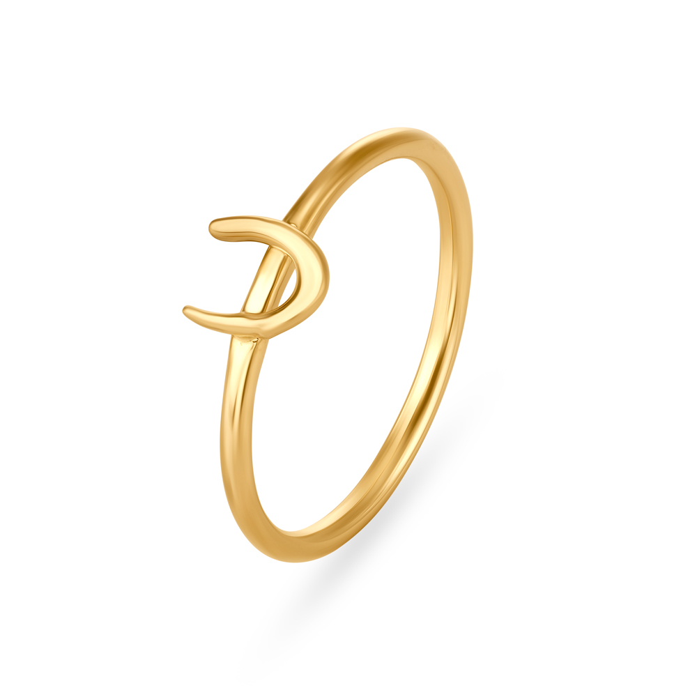 Letter U 14KT Yellow Gold Initial Ring