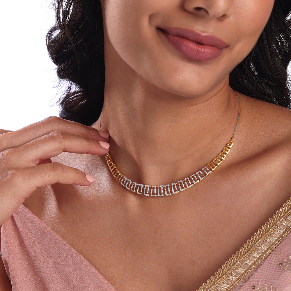 Chic Statement Gold & Diamond Necklace