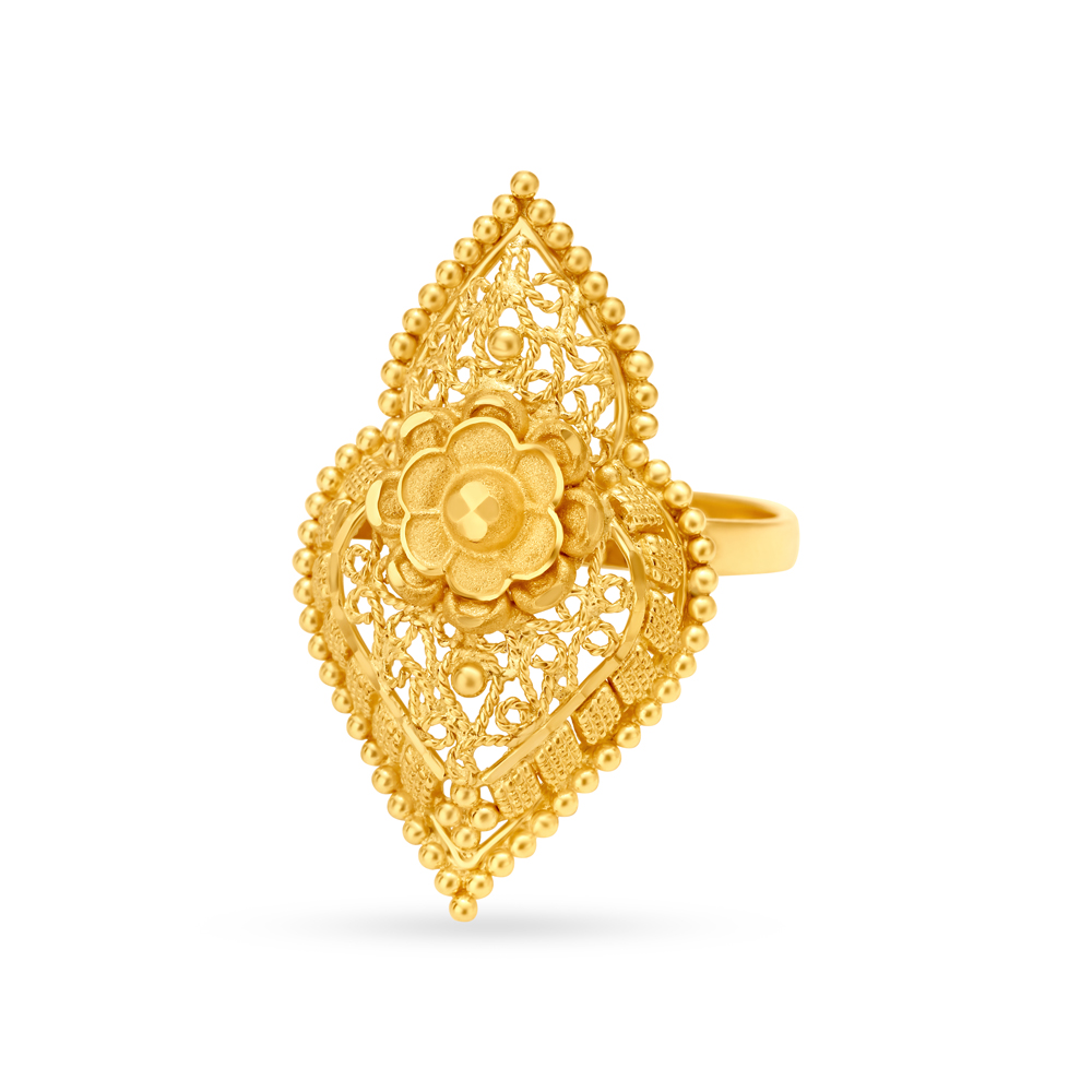 Glamorous Jaali Work Gold Finger Ring
