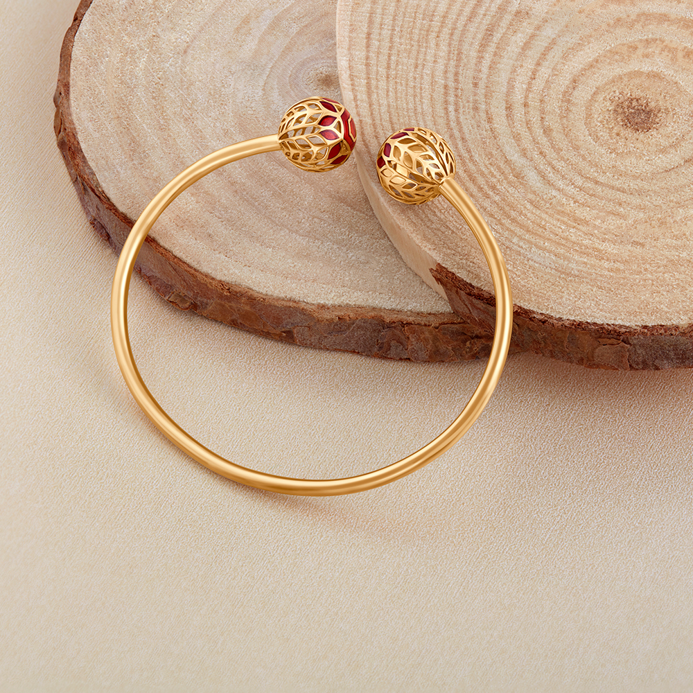 Floral Gold Beaded Mesh Bangle