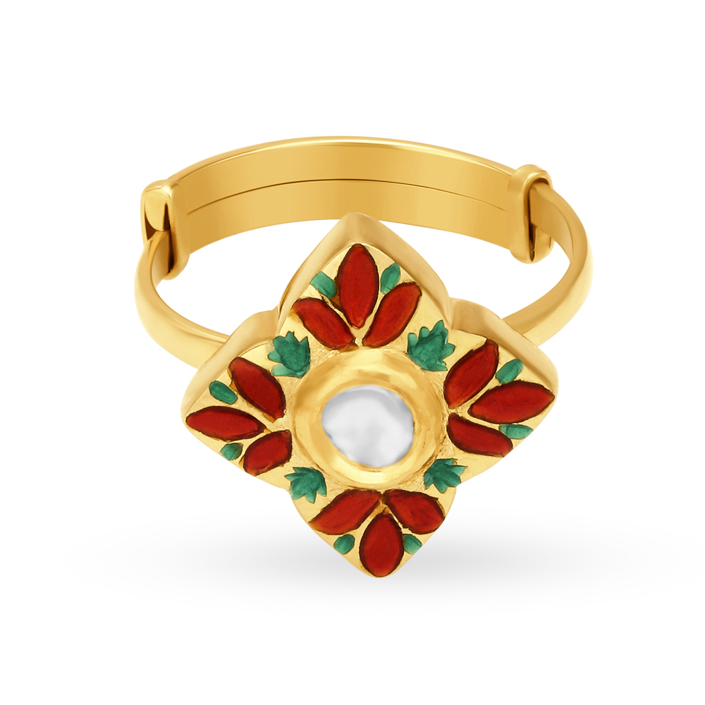 Charming Nature Inspired Gold Burfi Ring