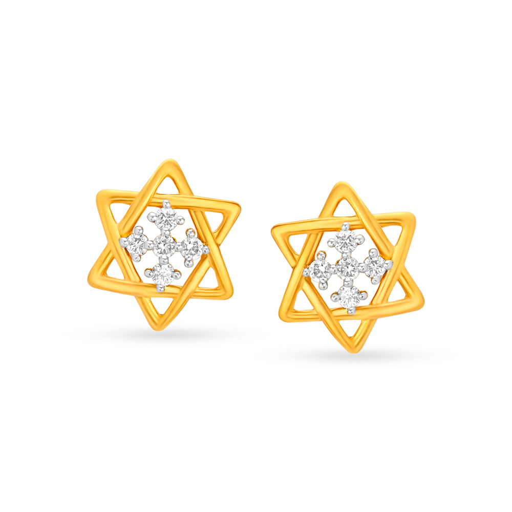 Nakshatra Pattern Diamond Stud Earrings