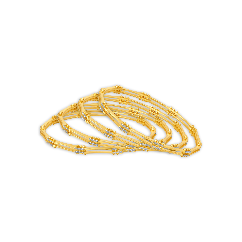 Distinctive Yellow Gold Beaded Bangles