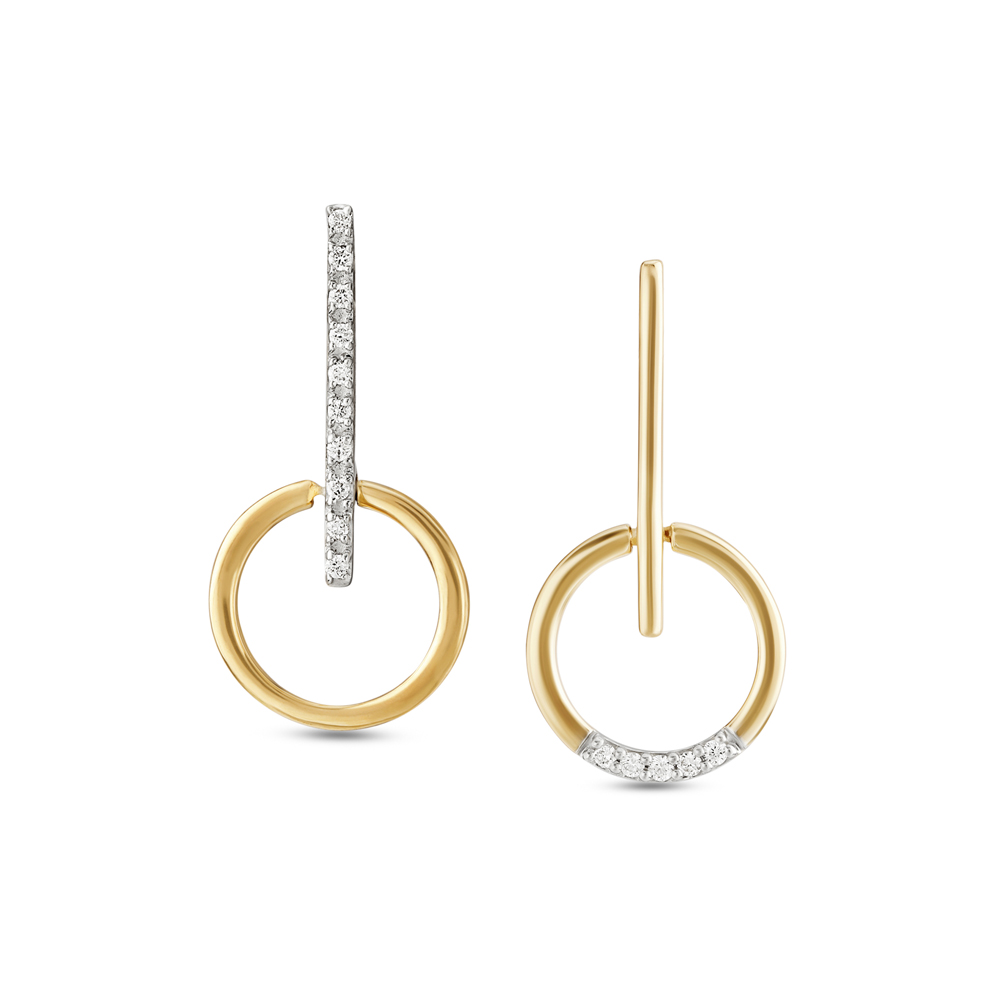 14KT Yellow Gold Fine Line Diamond Drop Earrings