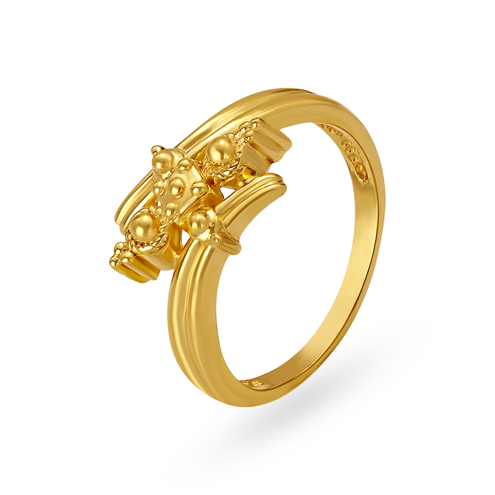 Elaborate Yellow Gold Banded Finger Ring