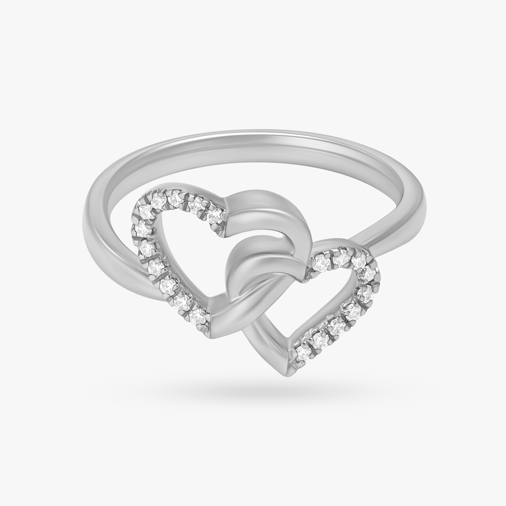 Heart Motif White Platinum Finger Ring