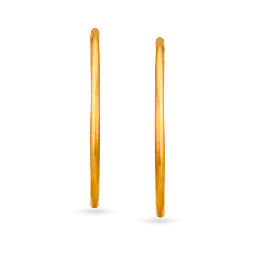 Minimalistic Plain Large Round Gold Hoop Contemporary Earrings