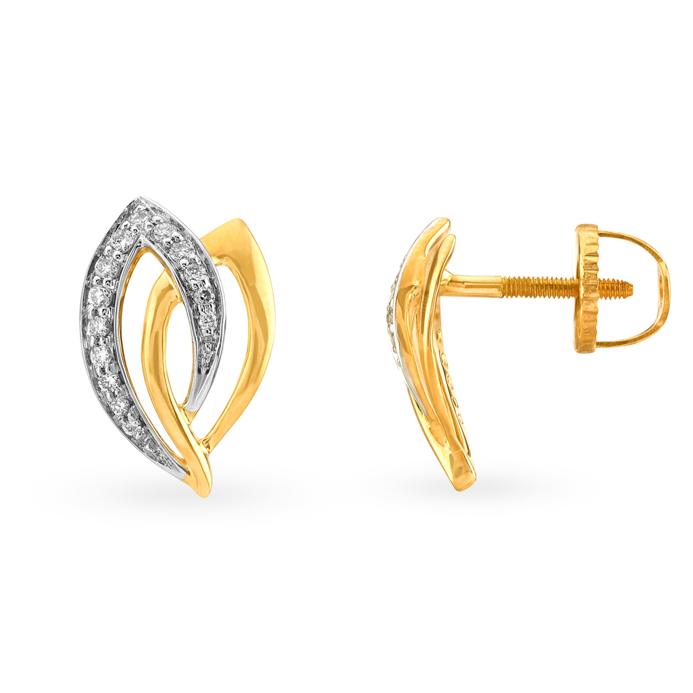Fancy Leaf Pattern Diamond Stud Earrings