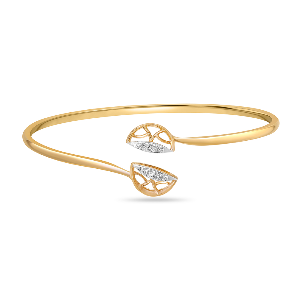 14 KT Yellow Gold Minimal Dazzle Diamond Bangle