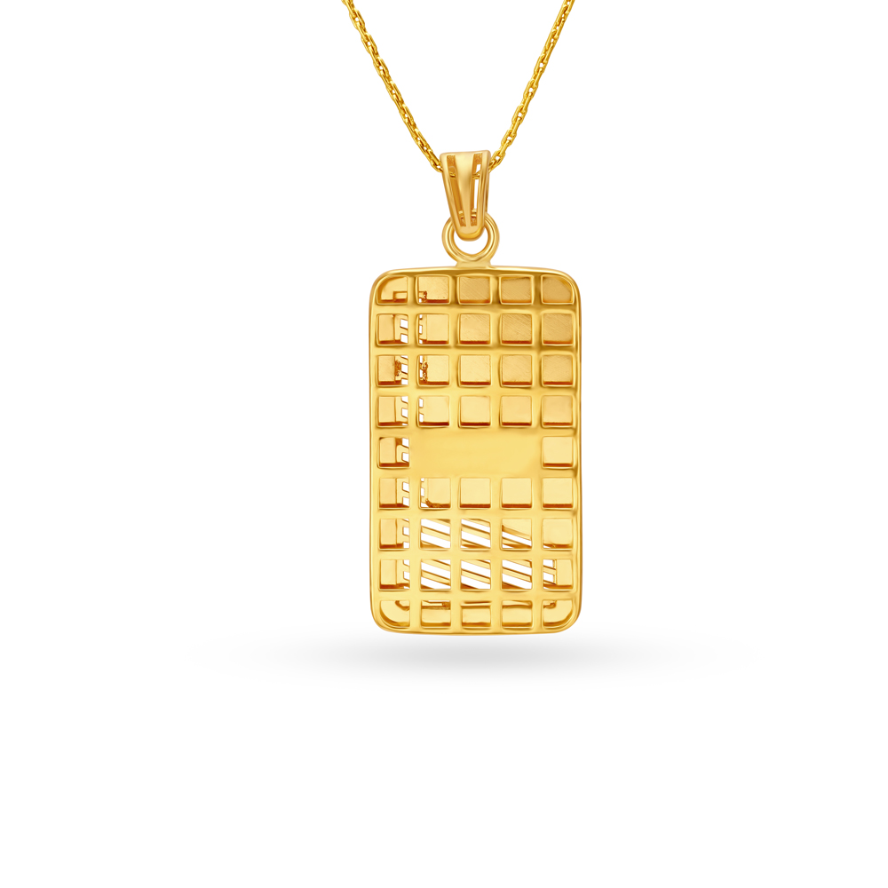 Gripping Rectangular Gold Pendant For Men