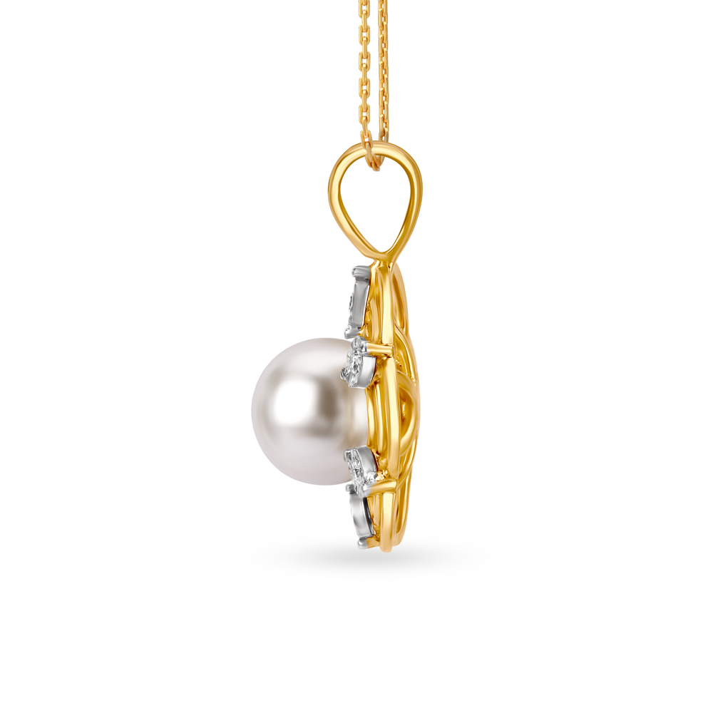 Surreal Floral Diamond Pendant in Yellow and White Gold