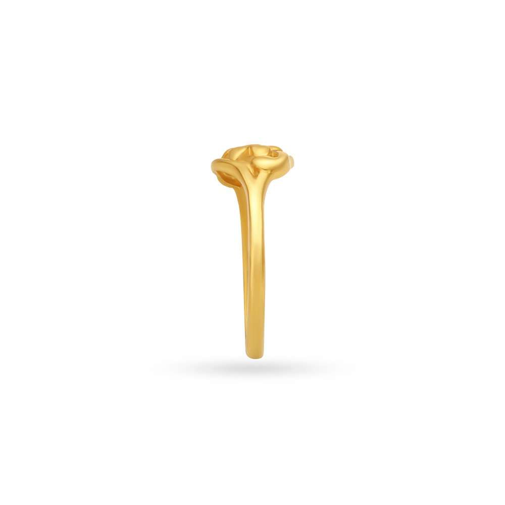 Flower Carved Gold Finger Ring For Kids