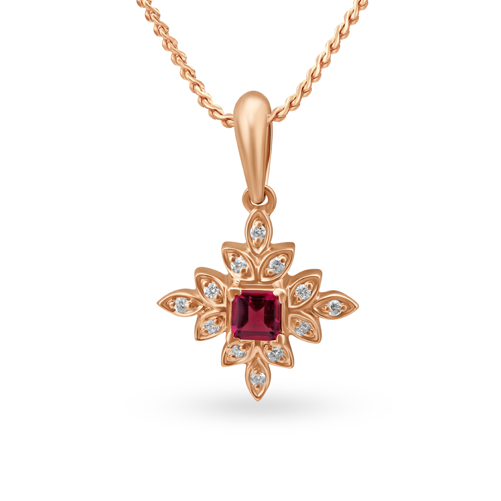 Charming Jali Work Rose Gold and Diamond Pendant