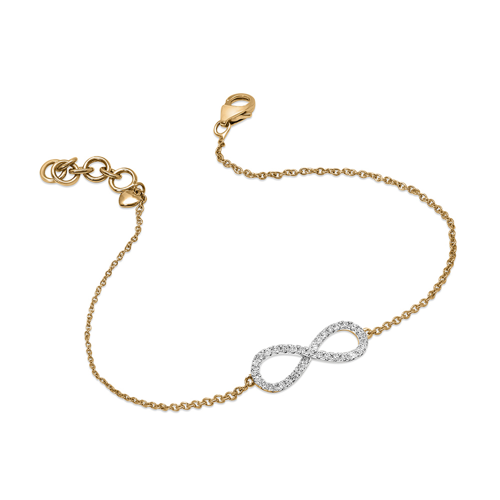 14 KT Yellow Gold Infinity Diamond Bracelet