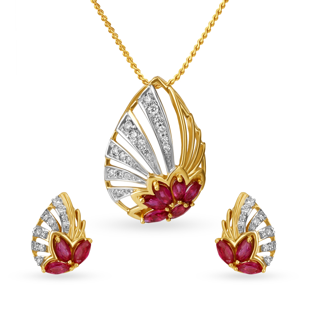 Timeless Teardrop Diamond Pendant and Earrings Set