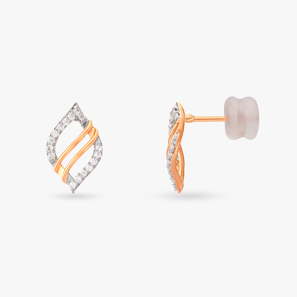 Radiant Leaf Diamond Stud Earrings