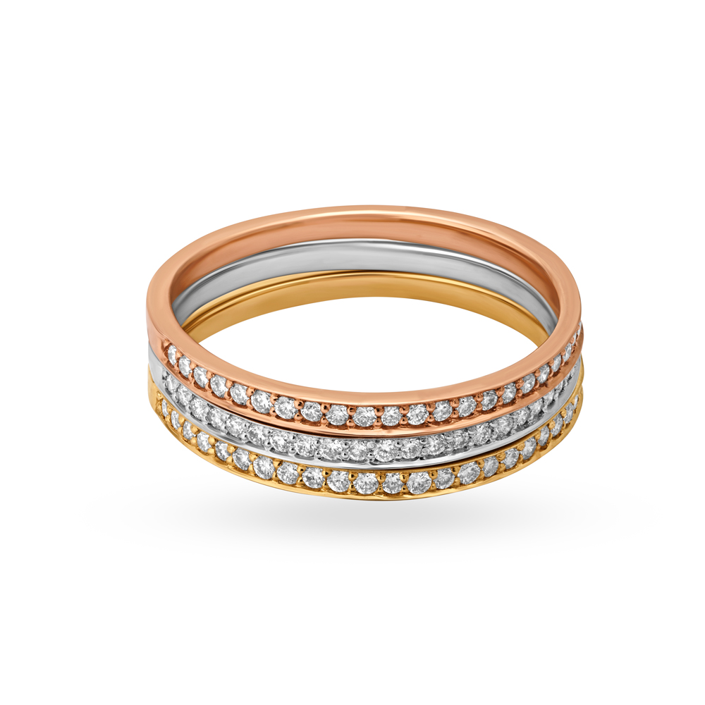 Sleek Minimalistic Diamond Encrusted Dainty Finger Ring Set